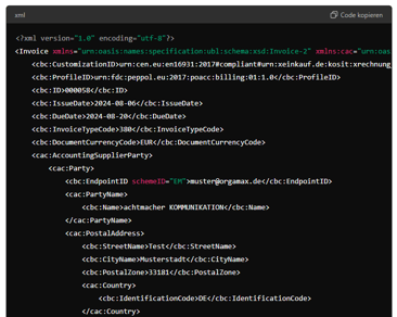 XRechnung: Format, Erstellung und ein Beispiel
